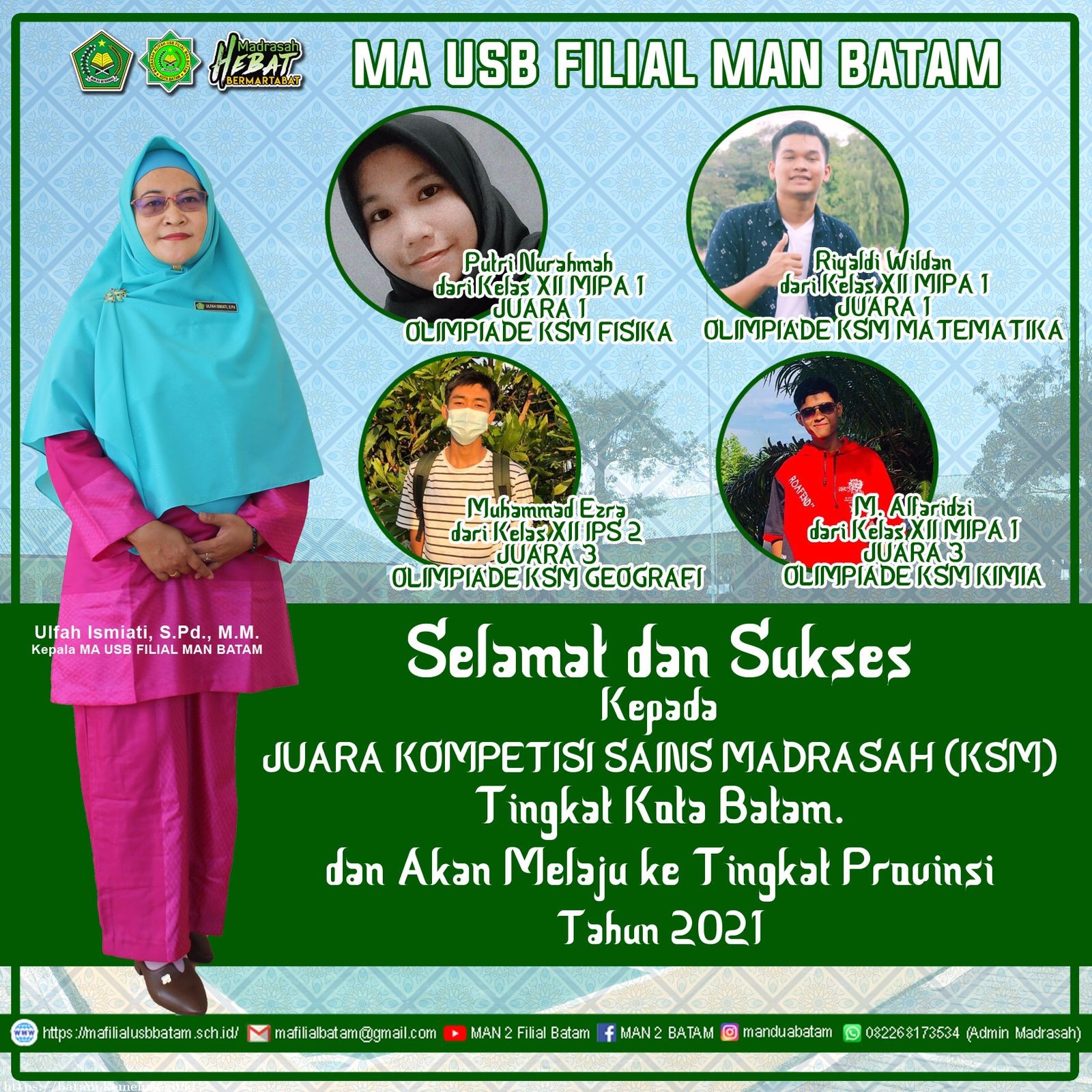 MA USB Filial MAN Batam Lolos KSM Tingkat Kota 2021